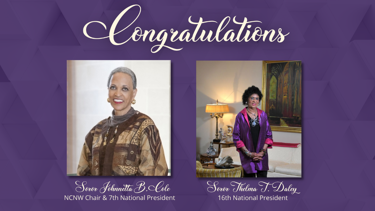 Congratulating Soror Johnnetta Betsch Cole and 16th National President ...